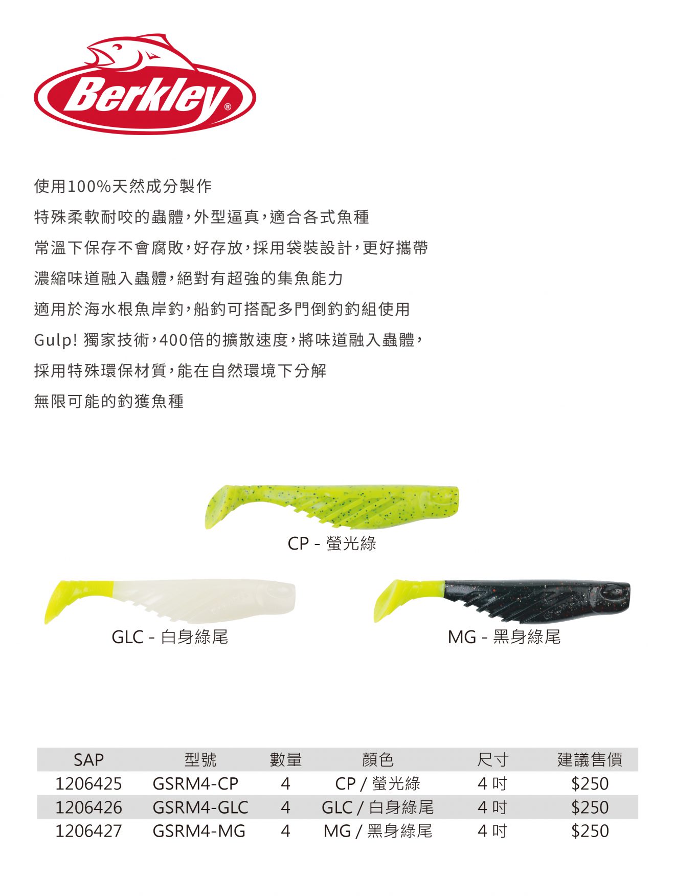 Gulp!® Ripple Mullet – 4吋T尾魚 – 恒達